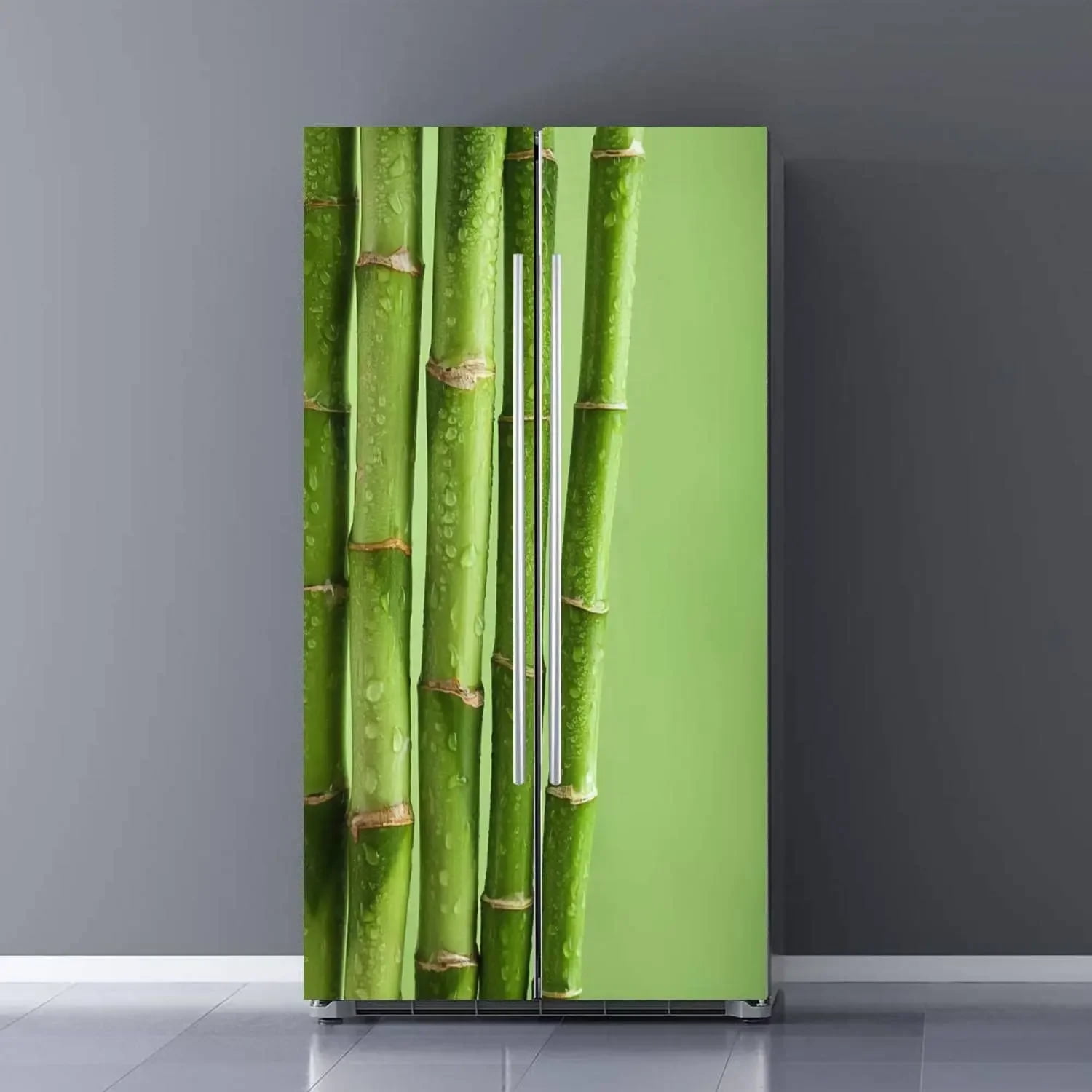 Green Bamboo Refrigerator Sticker Self Adhesive Bamboo Forest Zen St ...