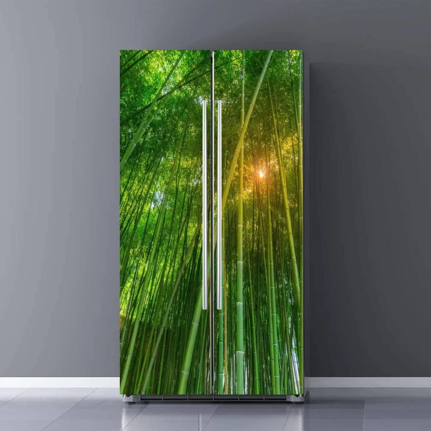 Green Bamboo Refrigerator Sticker Self Adhesive Bamboo Forest Zen St ...