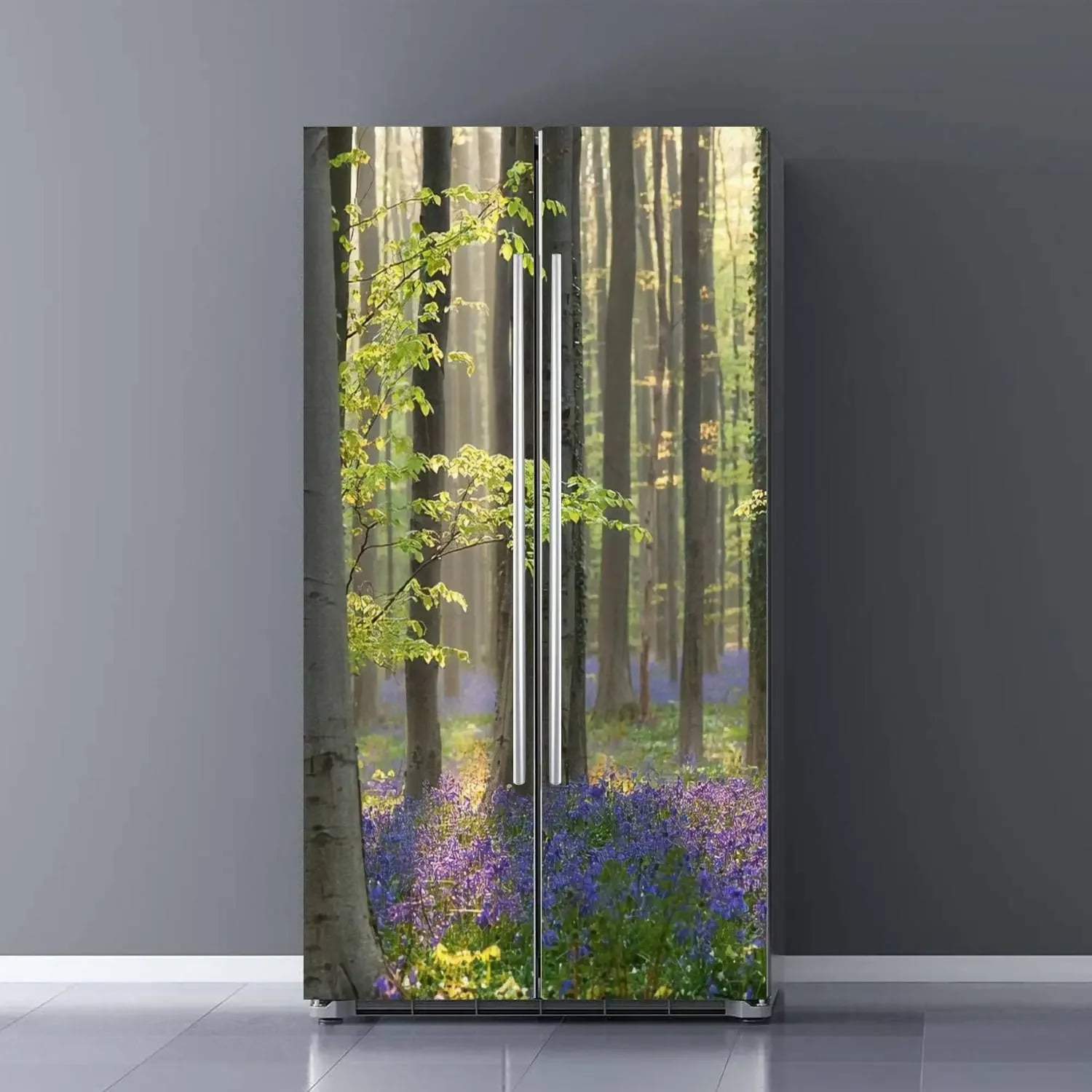 Green Bamboo Refrigerator Sticker Self Adhesive Bamboo Forest Zen Stone ...