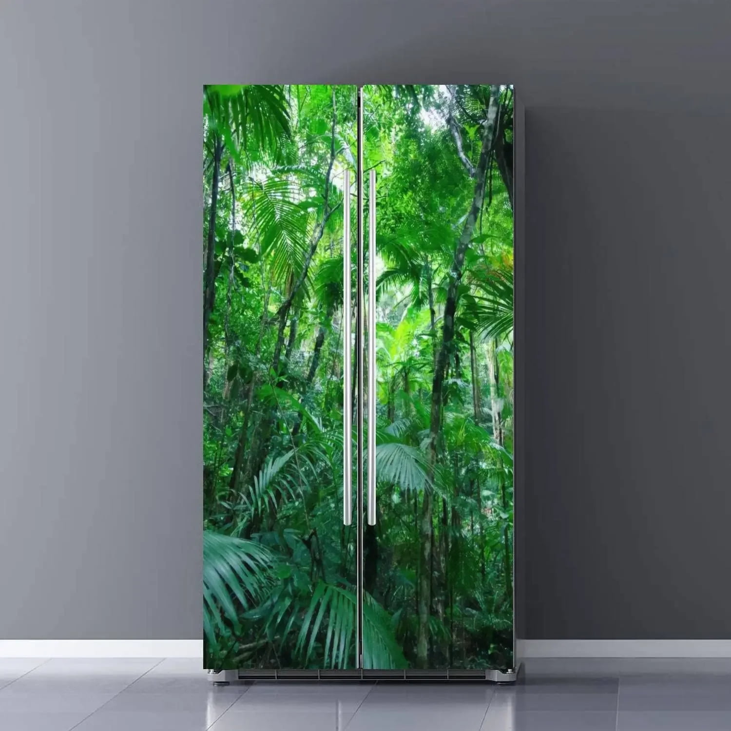 Green Bamboo Refrigerator Sticker Self Adhesive Bamboo Forest Zen Stone ...