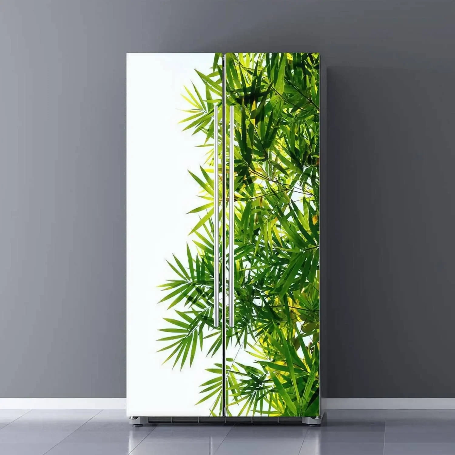 Green Bamboo Refrigerator Sticker Self Adhesive Bamboo Forest Zen Stone ...