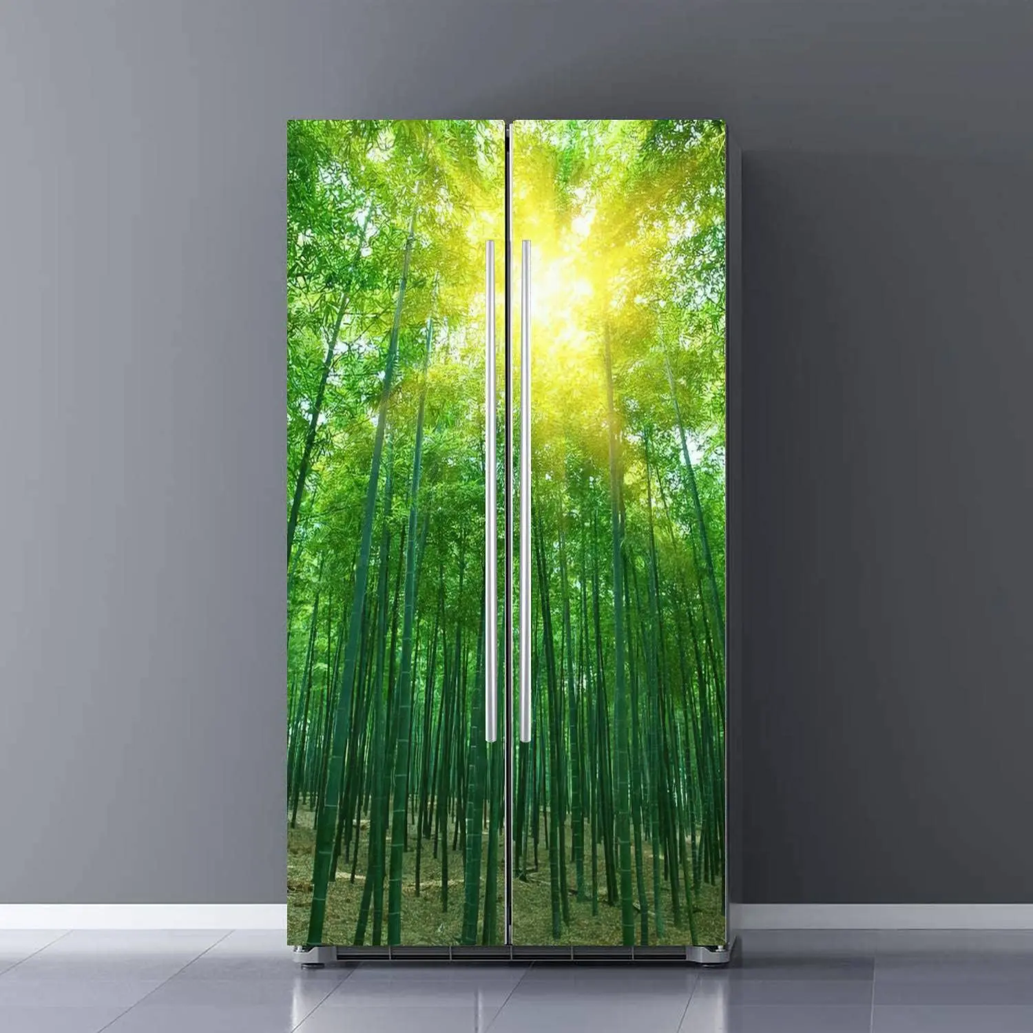 Green Bamboo Refrigerator Wrap Self Adhesive Forest Zen St Fridge ...
