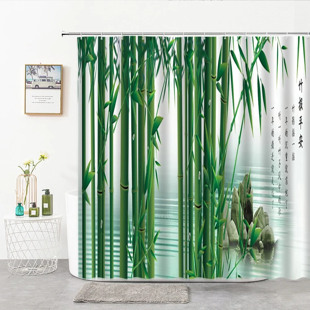Green Bamboo Shower Curtain Classical And Elegant Chinese Style Hand ...