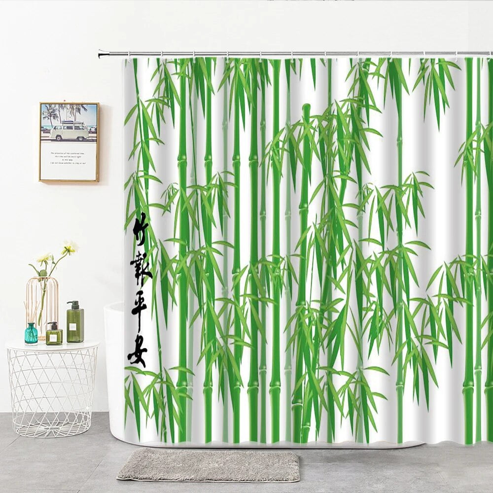 Green Bamboo Shower Curtain Classical And Elegant Chinese Style Hand ...