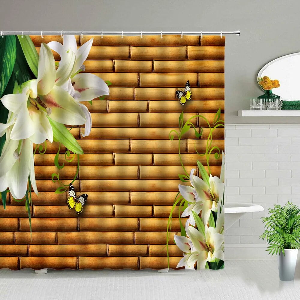 Green Bamboo Shower Curtain Screen Landscape Chinese Plant Scenery Kids ...