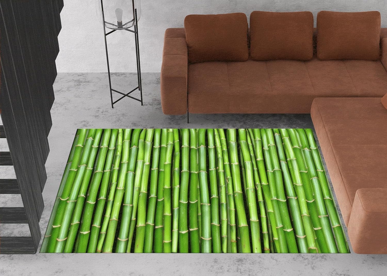 Green Bamboo Tree Rugs for Bedroom,Nature Plant Low-Pile Fade Resistant ...
