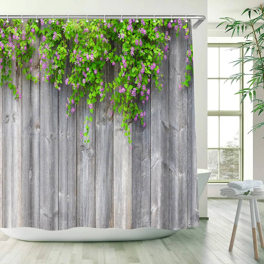 Green Bamboo Wood Panel Shower Curtains Zen Landscape Rustic Home ...