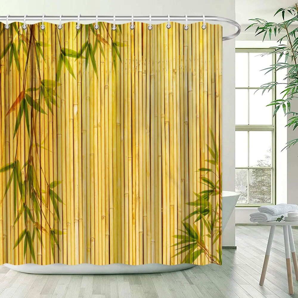 Green Bamboo Wood Panel Shower Curtains Zen Landscape Rustic Home ...