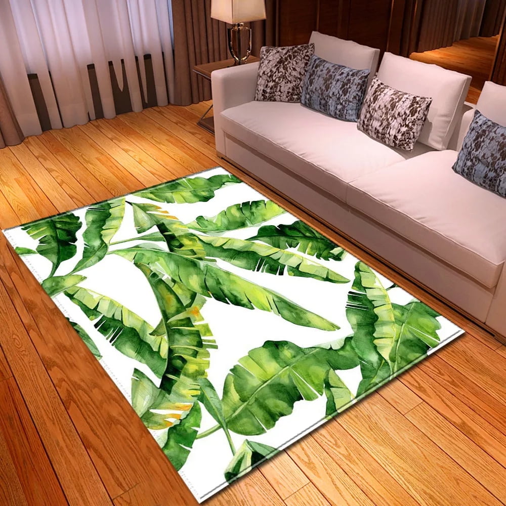 Green Banana Leaf Plant Carpet Tropical Jungle Leaves Area Rug Living ...
