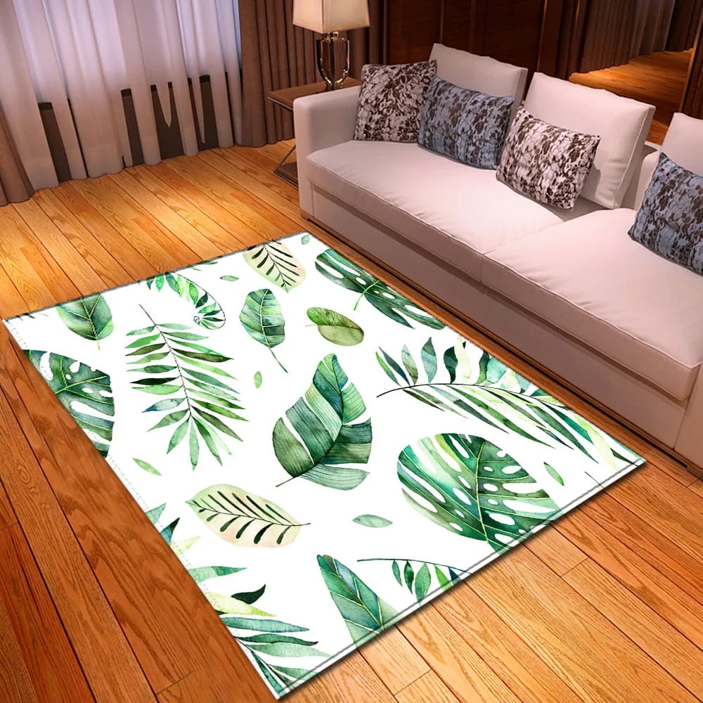 Green Banana Leaf Plant Carpet Tropical Jungle Leaves Area Rug Living ...