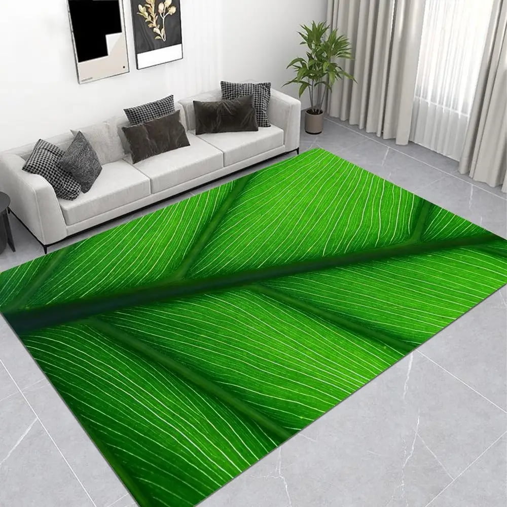 Green Banana Leaf Plant Carpet Tropical Jungle Leaves Area Rug Living ...