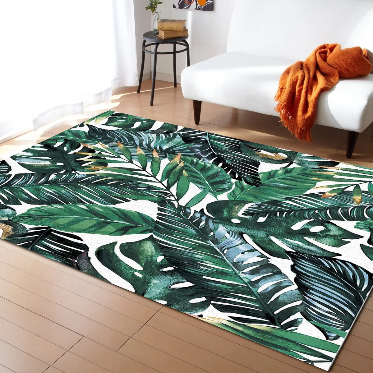 Green Banana Leaf Plant Carpet Tropical Jungle Leaves Area Rug Living ...