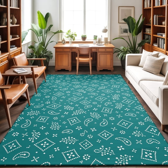 Green Bandana 2.7'x5' Rug for Office Desk Chair Area Small Bedroom ...