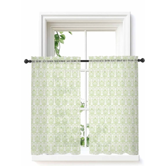 Green Baroque Curtains 54 Inch Length, Sheer Curtains for Bedroom ...
