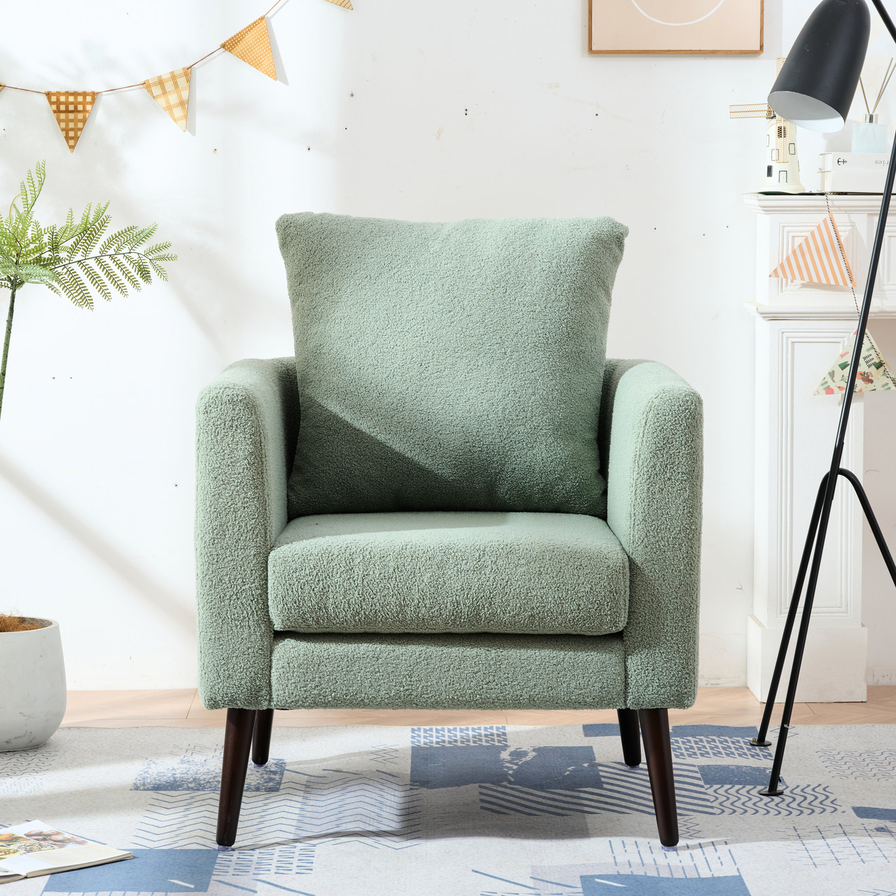 Green Barrel Accent Chair - Full Body Relaxation Feature - Reading in ...