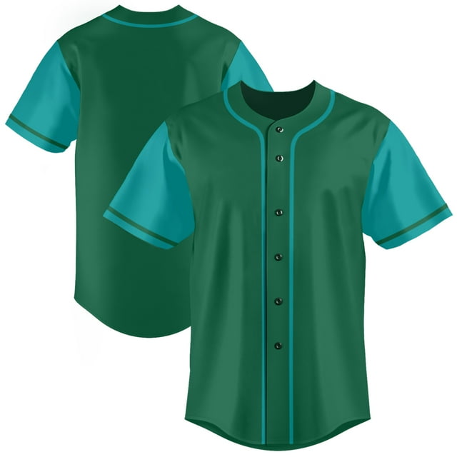 Green Baseball Jersey Shirt for Men Short Sleeve Hip Hop Hipster Active ...