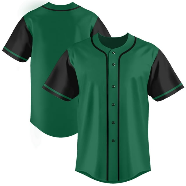 Green Baseball Jersey Shirt for Men Short Sleeve Hip Hop Hipster Active ...