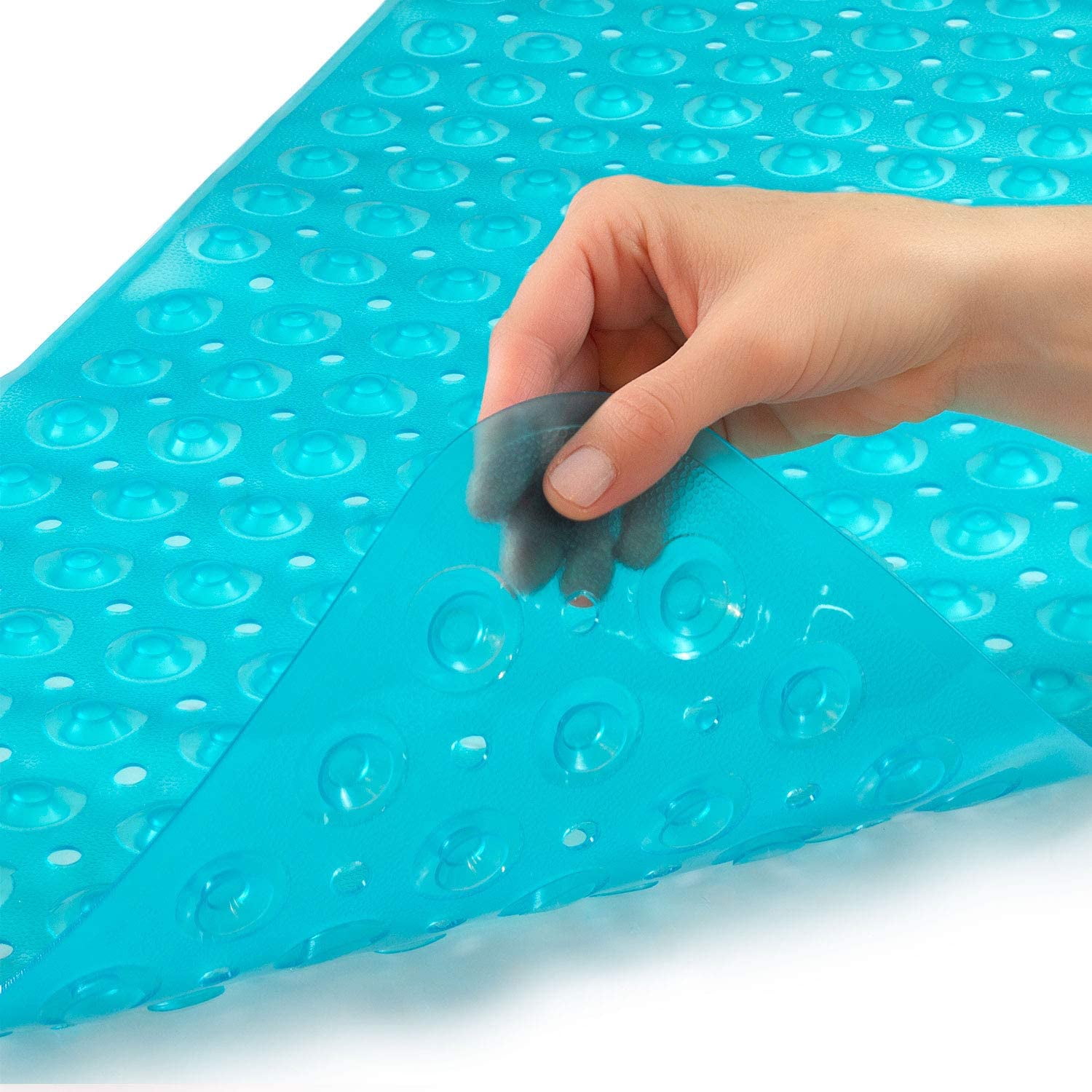 HealthSmart Antimicrobial Bath Mat with Non-Slip Suctions and Drain ...