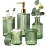 Green Bathroom Accessories 5 Glaccessory Set Vintssoap Dispenser And ...