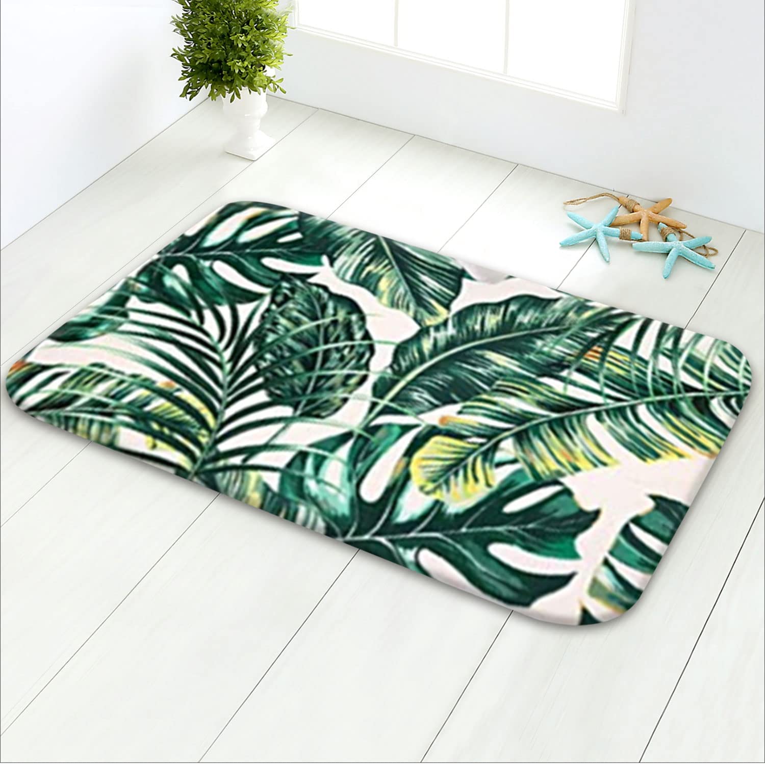 Green Bathroom Rug, Green Bath Mat, Leaf Bath Mat, Leaf Bathroom Rug ...