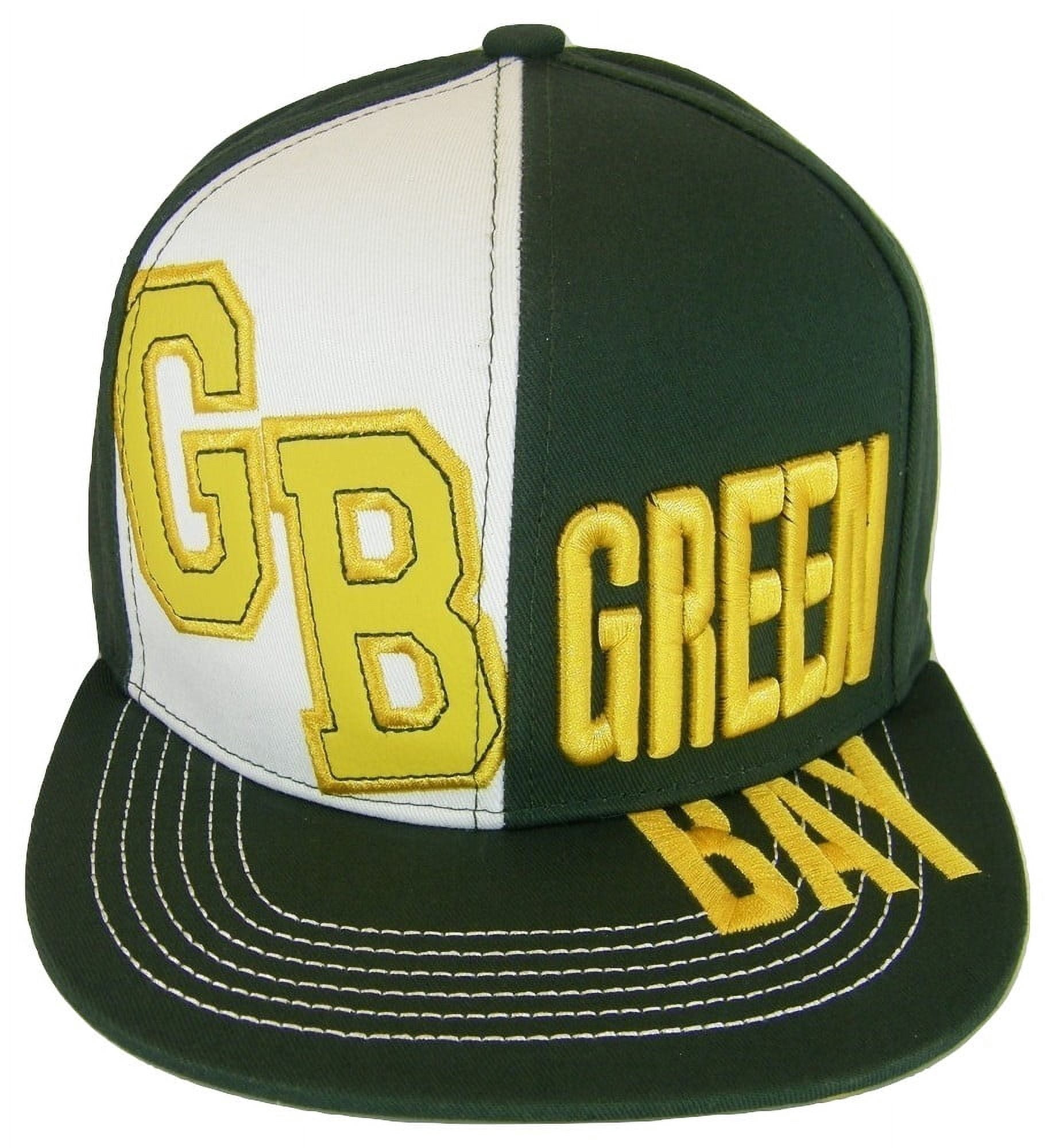 Green Bay 2-Tone Split Text Adjustable Snapback Baseball Cap (Green ...