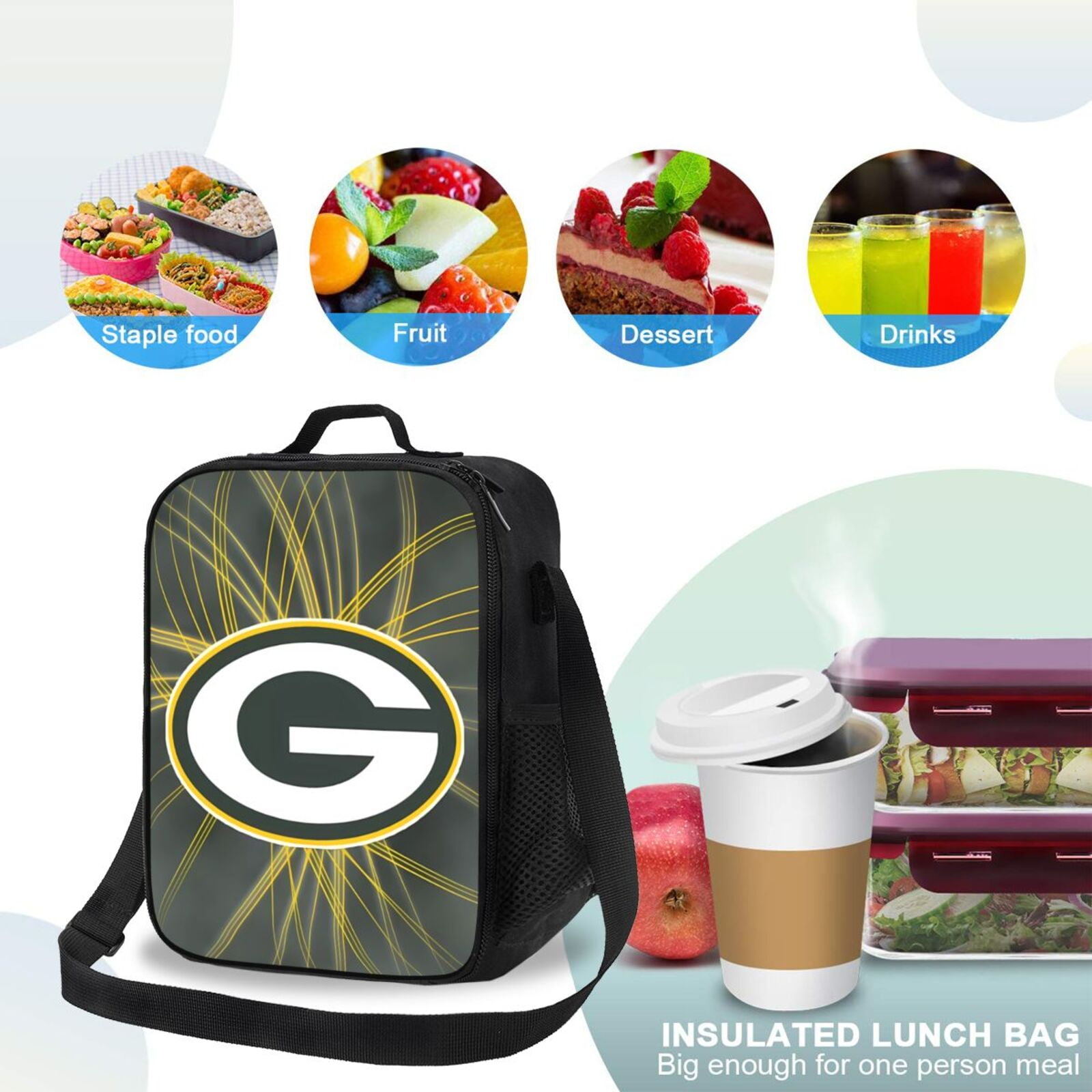 Green_Bay 2026 Custom Lunch Box, Multifunctional Cooler Insulated Lunch ...