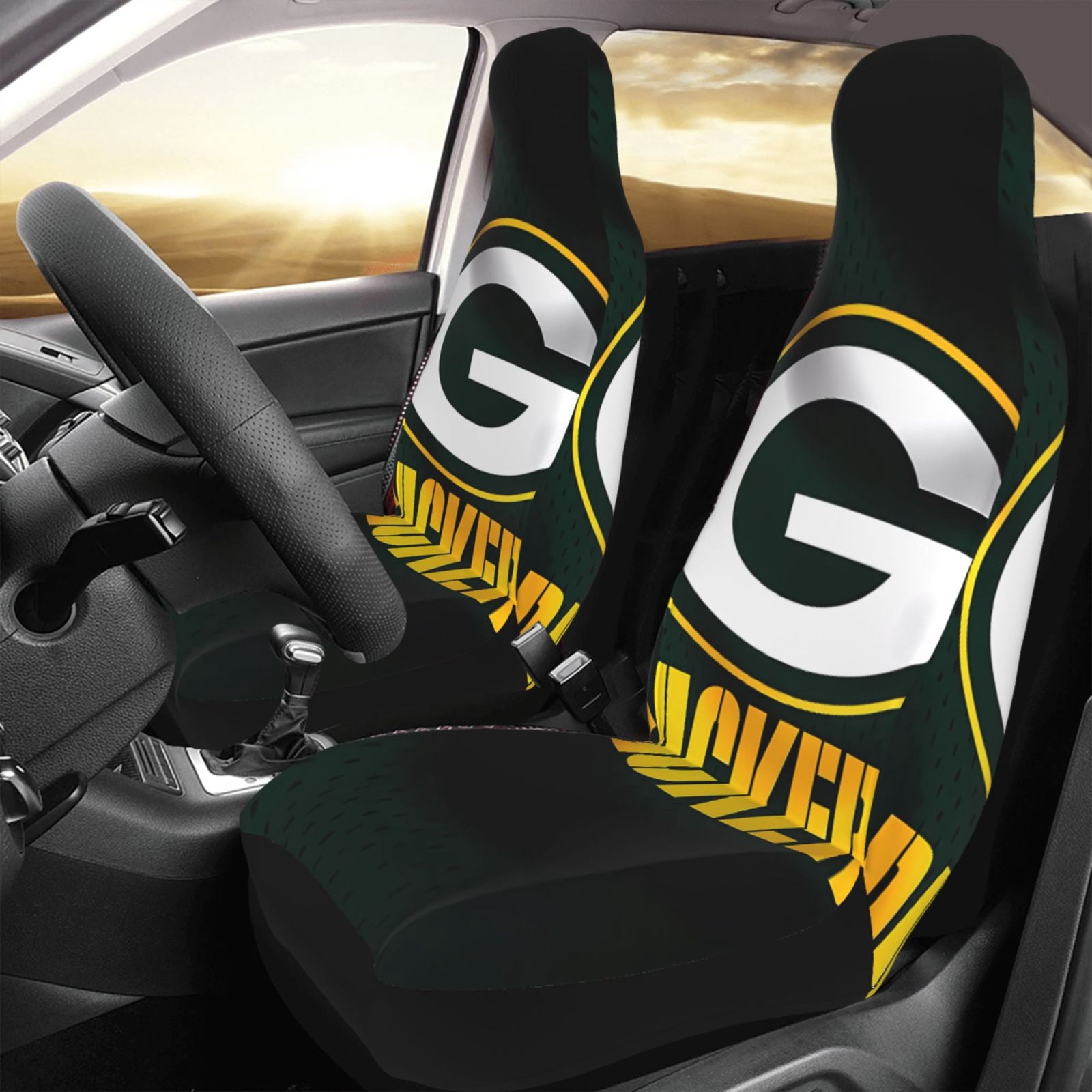 Green_Bay America Football Team-Inspired Car Seat Covers 2-Pack - Non ...