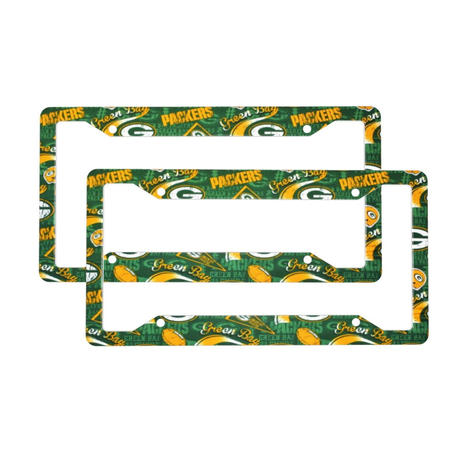 Green_Bay Custom 4-Hole Football License Plate Frame (Set of 2 ...