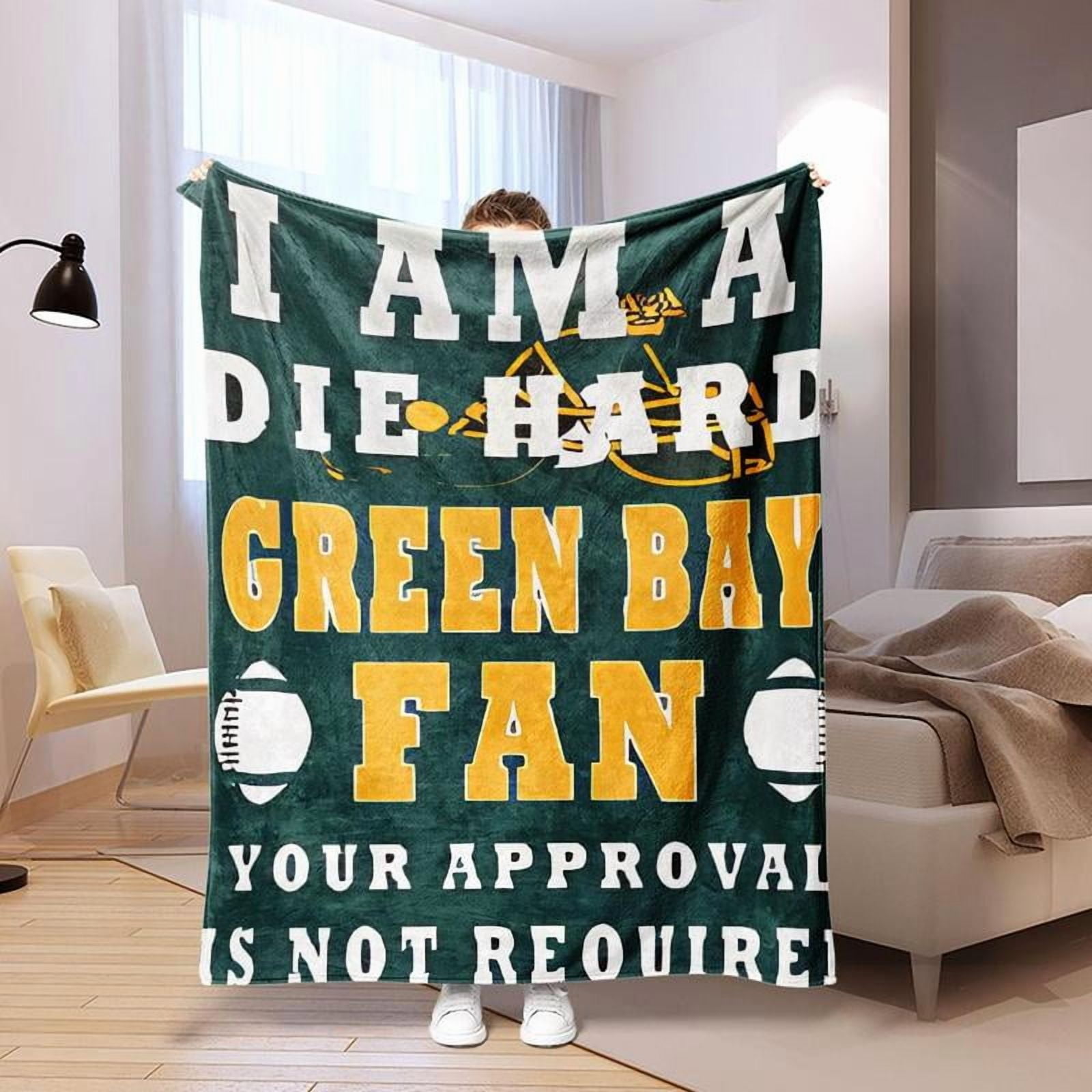 Green Bay Fan Letter Pattern Blanket, Soft Comfortable Throw Blanket ...