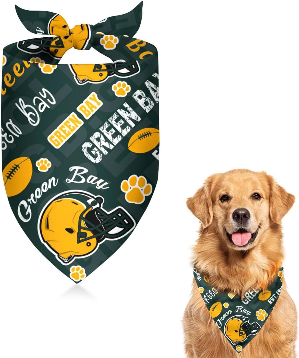 Green Bay Football Pet Reversible Dog Bandana Gifts for Dogs Cats ...