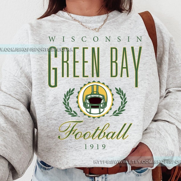 Green Bay Football Vintage Swea ,Retro Green Bay Packer Varsity ...