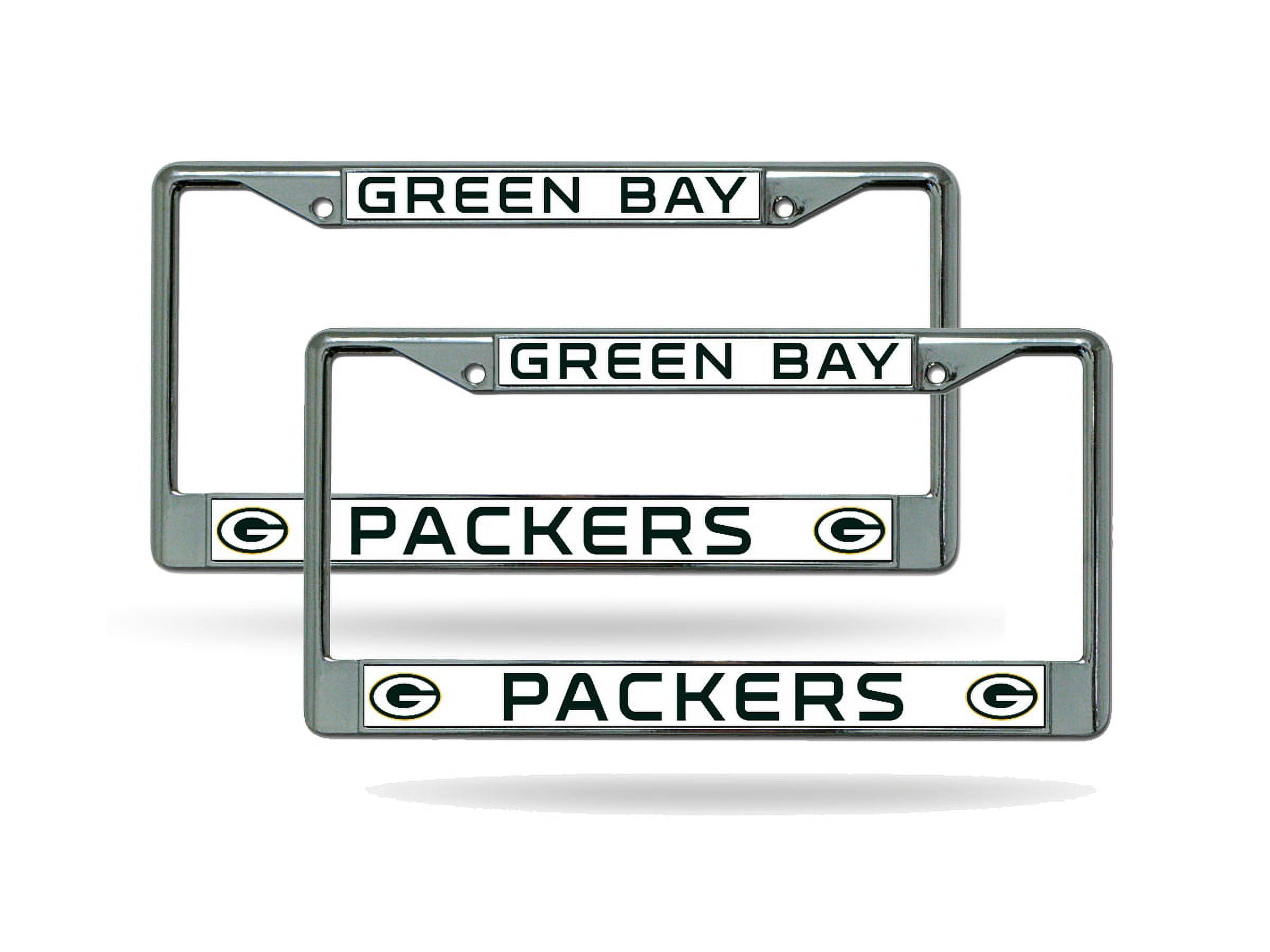 Green Bay NFL Packers Chrome Metal (2) License Plate Frame Set ...