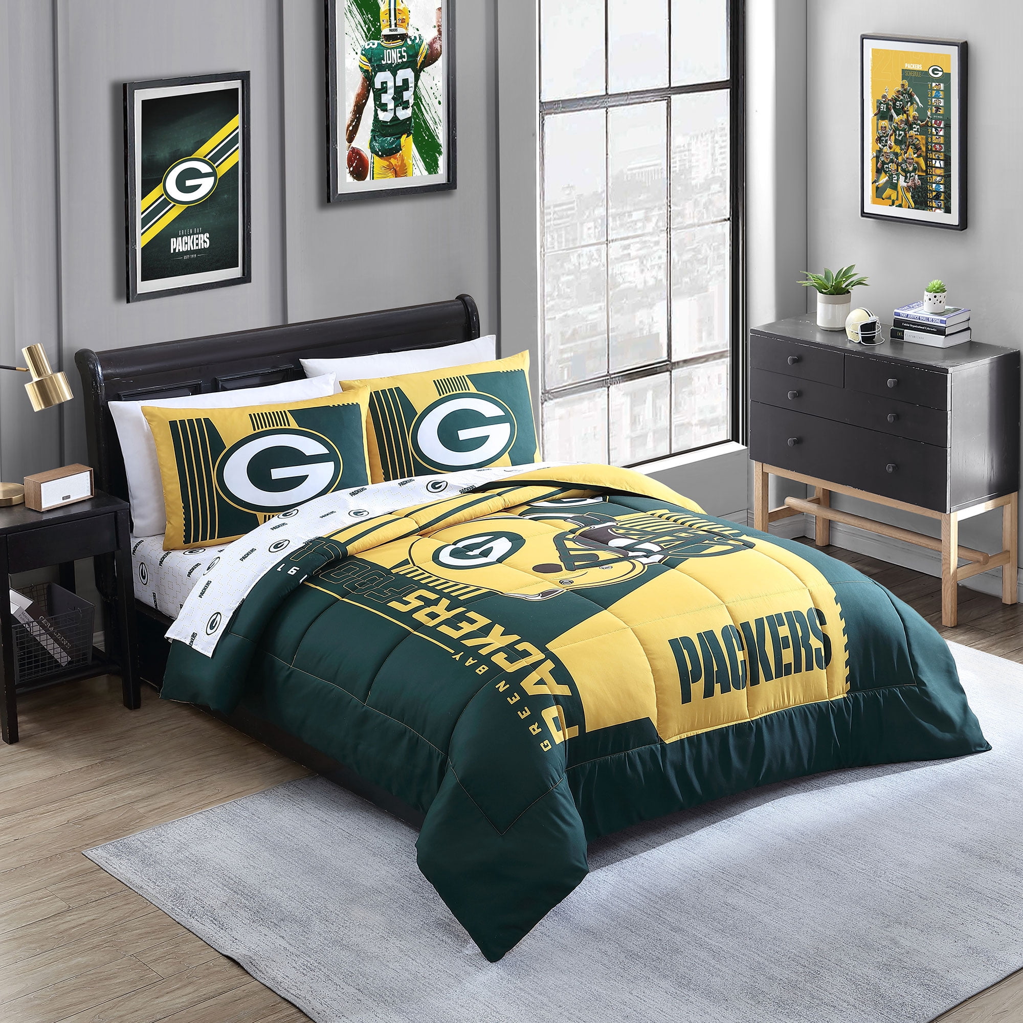 Green Bay Packers Queen Bed In A Bag Set - Walmart.com
