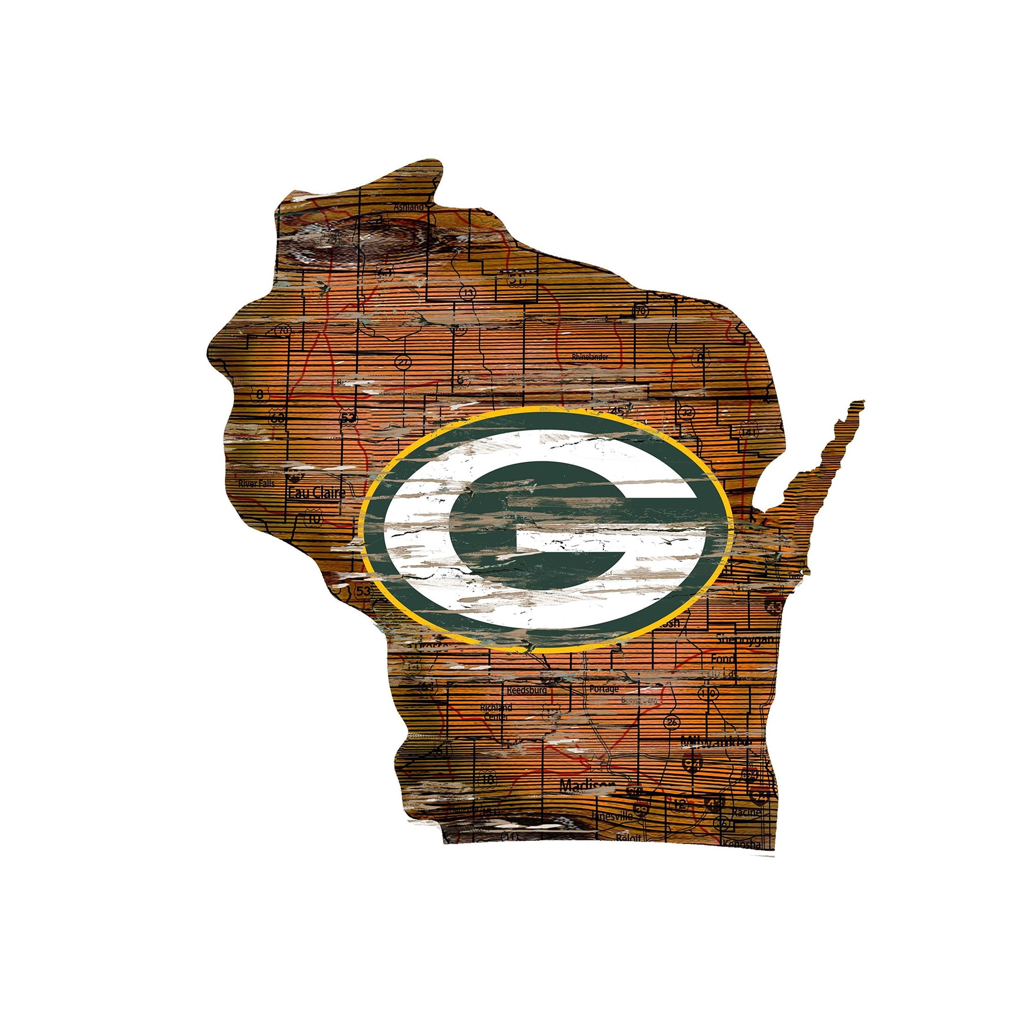 Green Bay Packers 23.5" x 23.5" Distressed State with Logo Sign ...