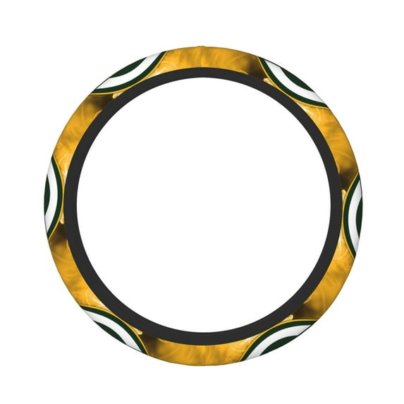 Green_Bay Team Round Elastic Steering Wheel Cover, Non-Slip And Anti ...
