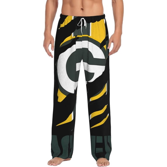 Green_Bay adult men's flannel pajama pants, men's thermal pajama pants ...