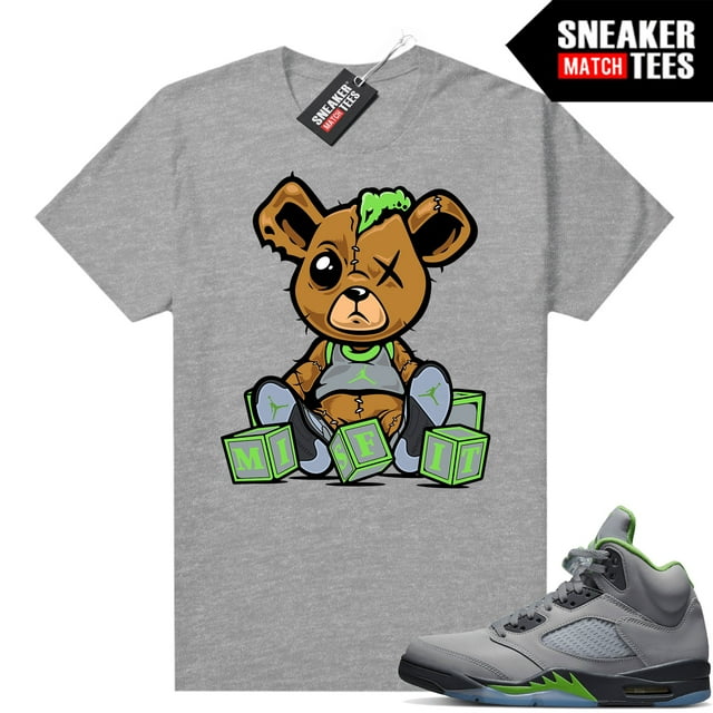 Green Bean 5s to match Sneaker Match Tees Heather Grey "Misfit Teddy" - Walmart.com