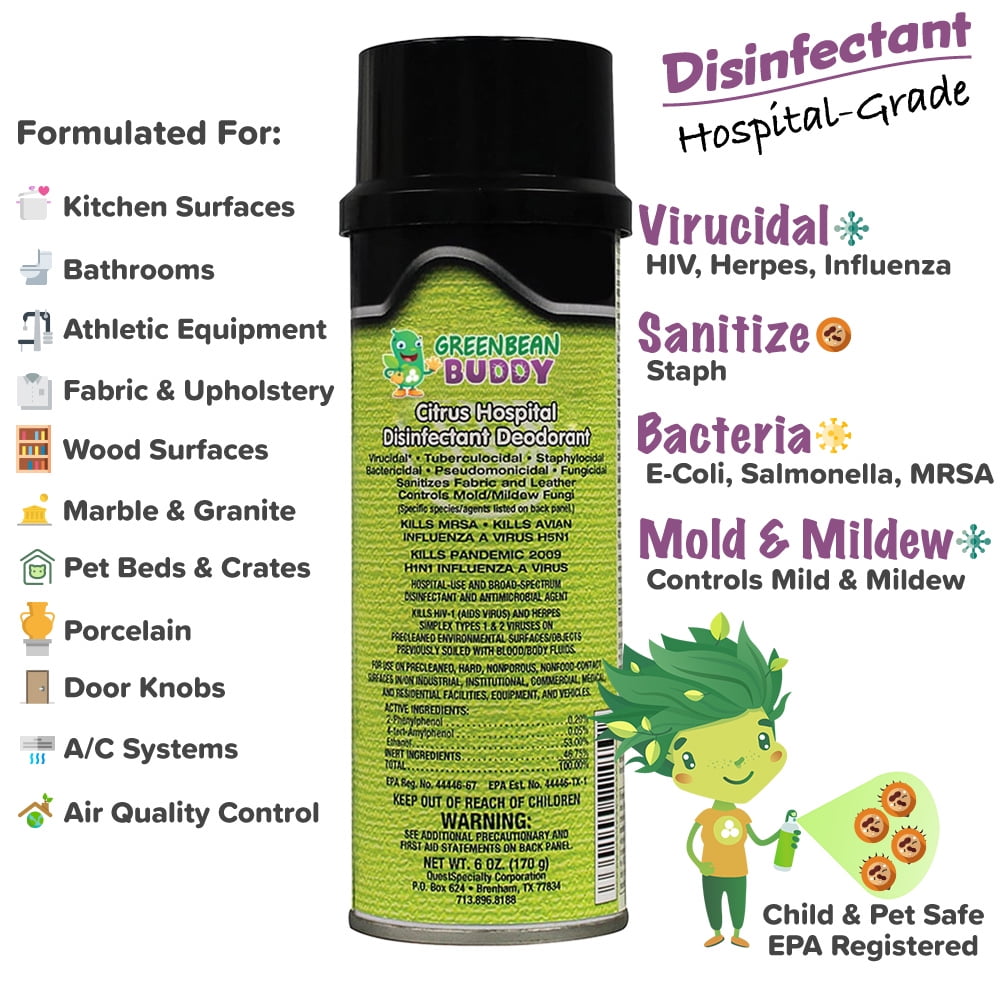Green Bean Buddy Hospital Grade Disinfectant and Influenza Spray with ...