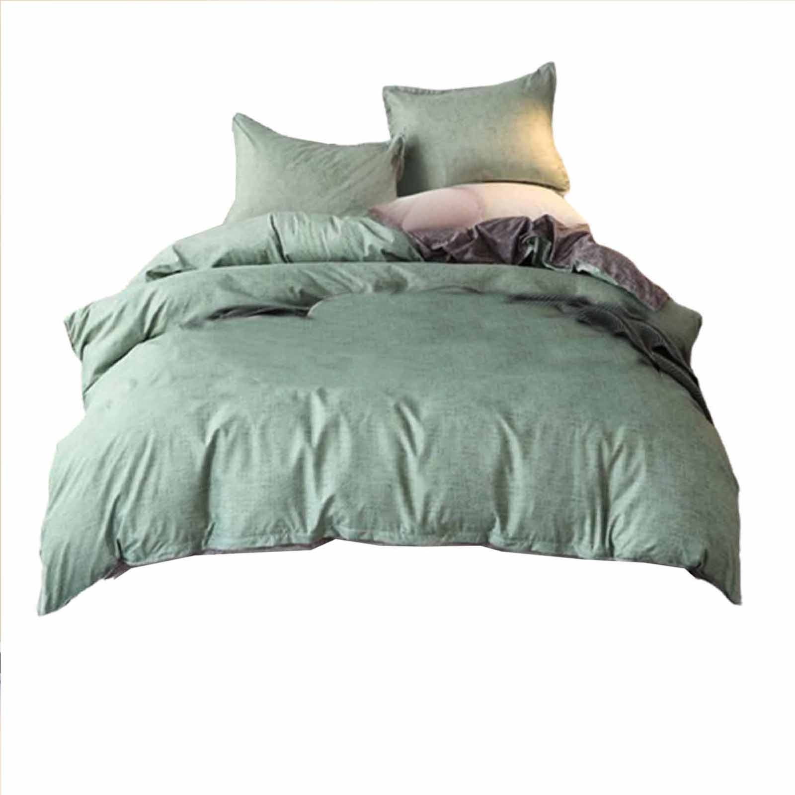 Green Bedding Set Three Piece Includes Duvet Cover And Two Pillowcases ...