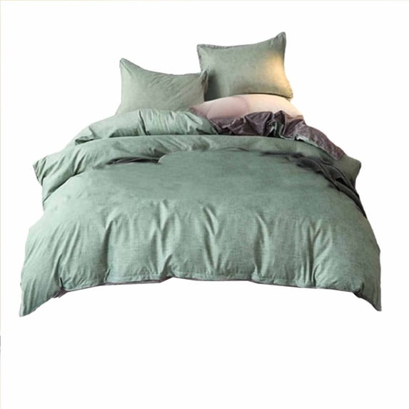 Green Bedding Set Three Piece Includes Duvet Cover And Two Pillowcases ...