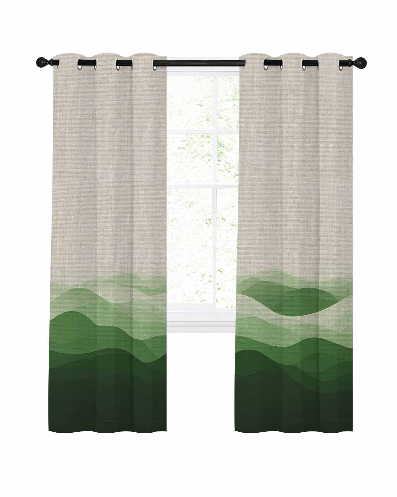 Green Beige Ombre Blackout Curtains 96 Inches Long for Bedroom ...