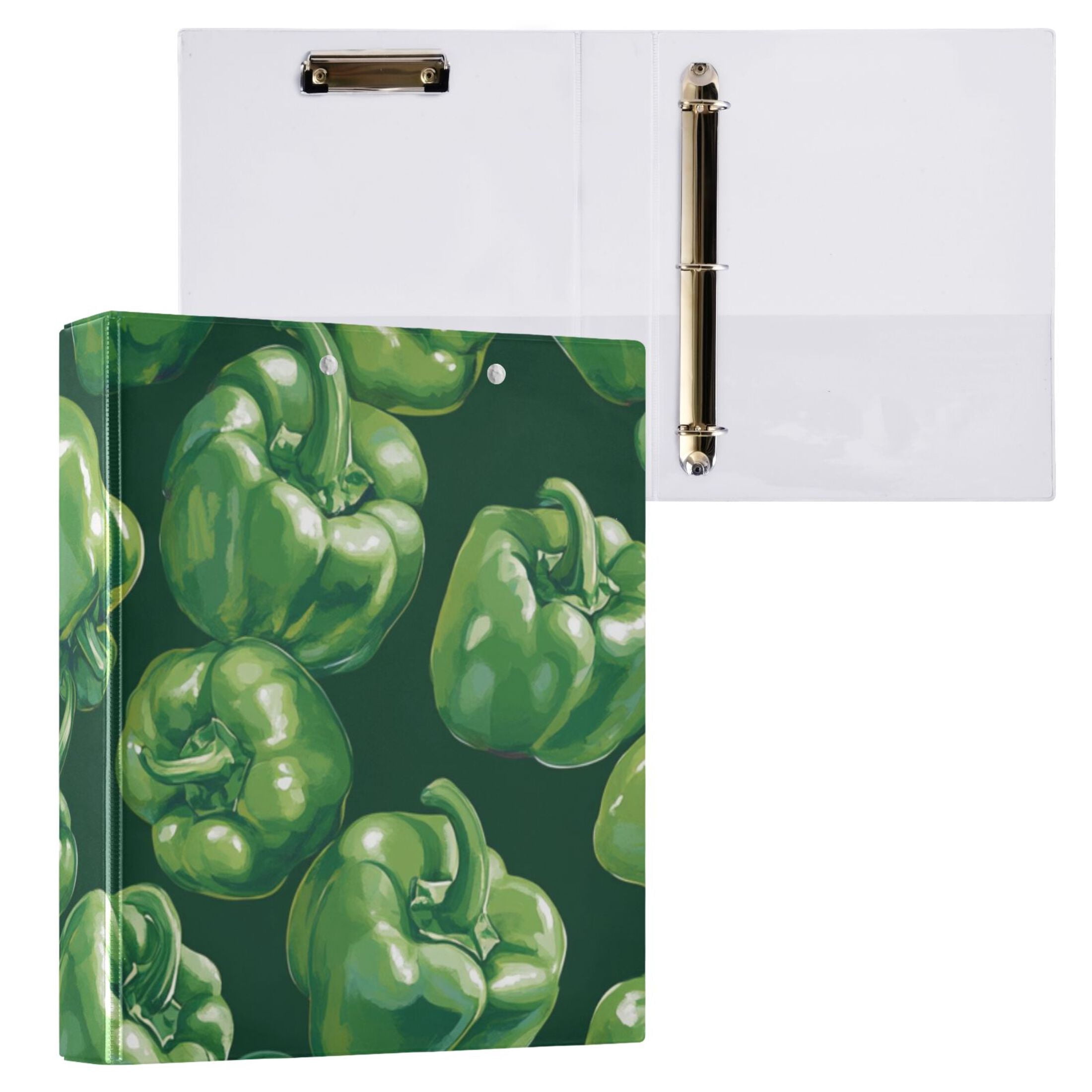 Green Bell Peppers 3 Ring Binders 1.5 inch Hardcover File Folders with ...