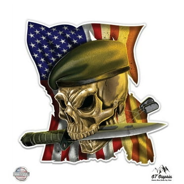 American Flag Skull - 3" Vinyl Sticker - For Car Laptop I-Pad Phone ...