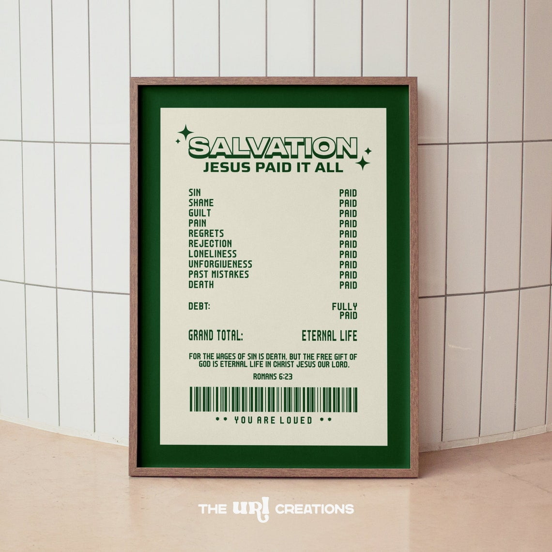 Green Bible Verse Poster, Retro Christian Wall Art, Trendy Scripture ...