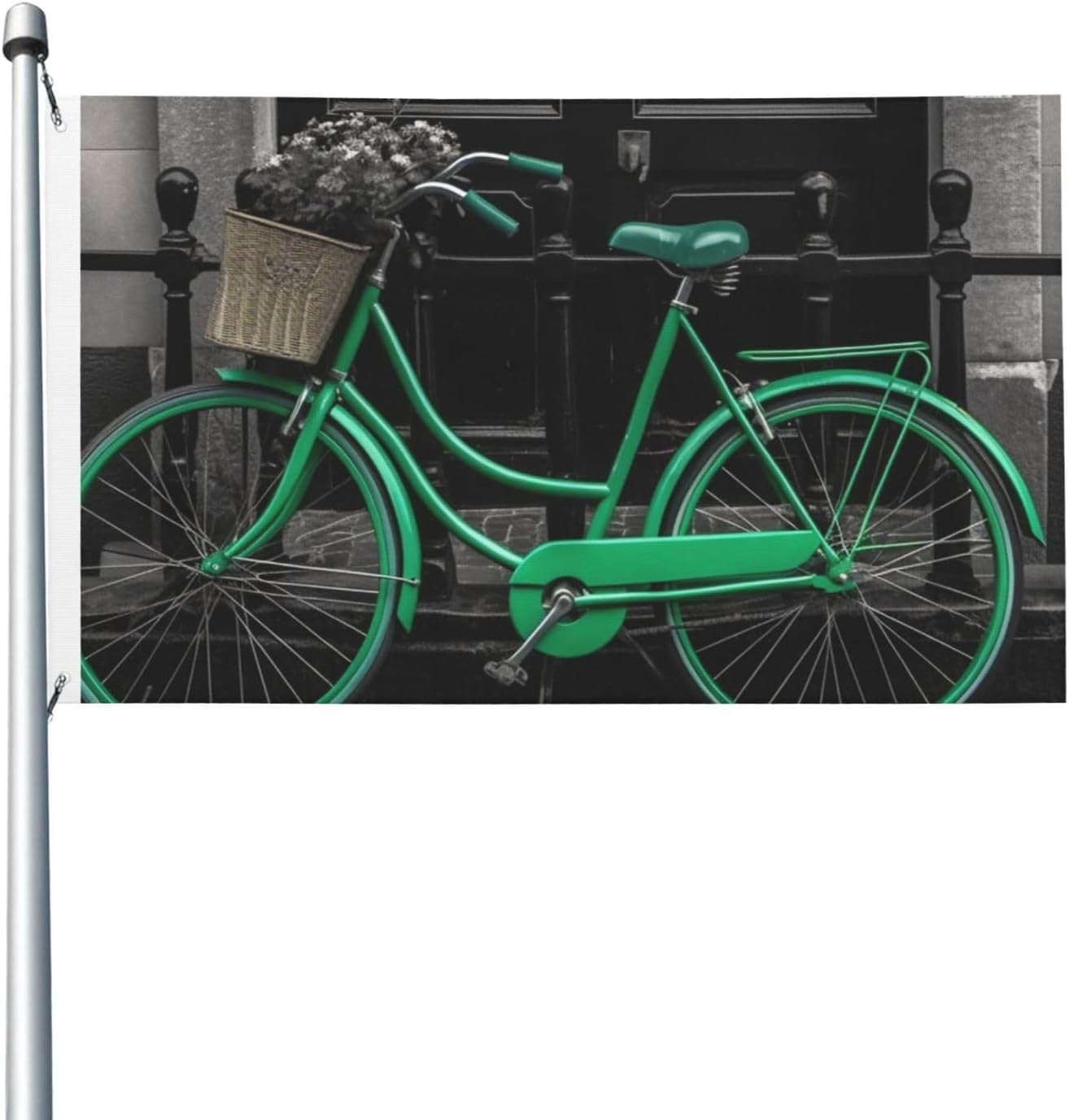 Green Bicycle Garden Flag Welcome Flags for Outside Holiday Banner with ...