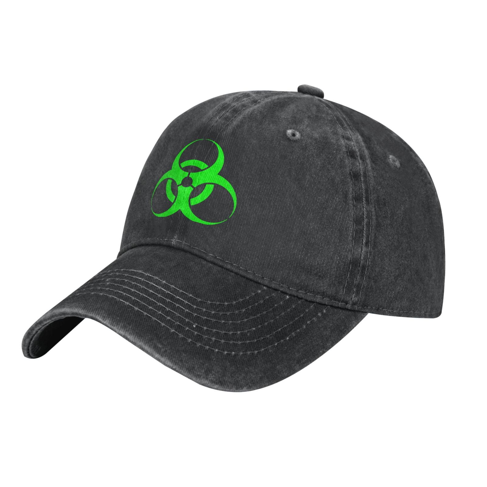 Green Biohazard Symbol Baseball Cap Vintage Washed Distressed Cap Golf ...