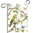 Green Bird Colored Butterflies on Floral Branches Double Sided Garden ...