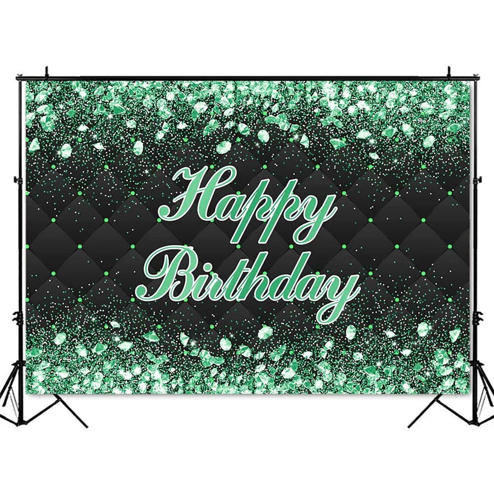Green Birthday Backdrop Glitter Shining Diamonds Headboard Background ...