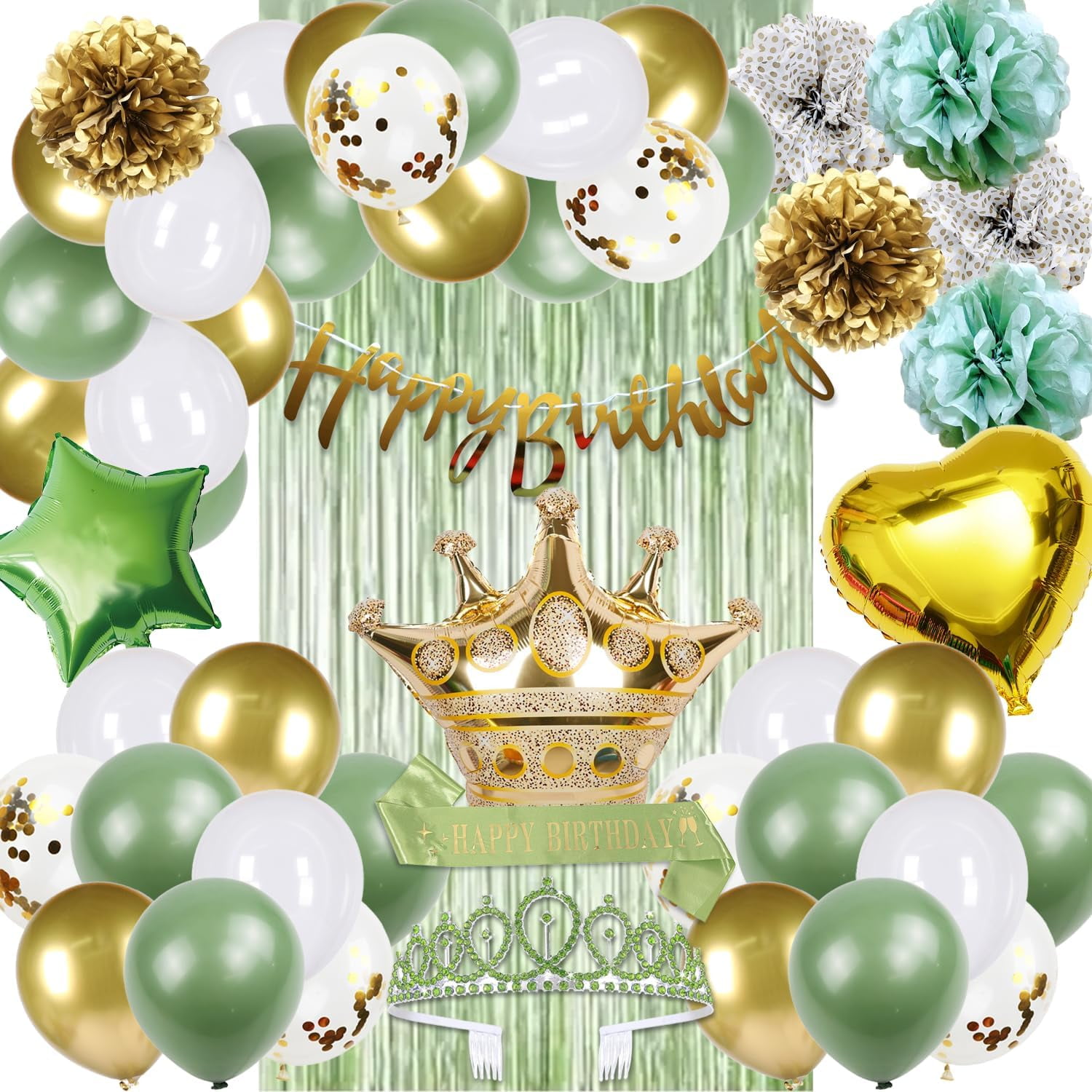 Green Birthday Party Decorations Happy Birthday Party Decorations Happy ...