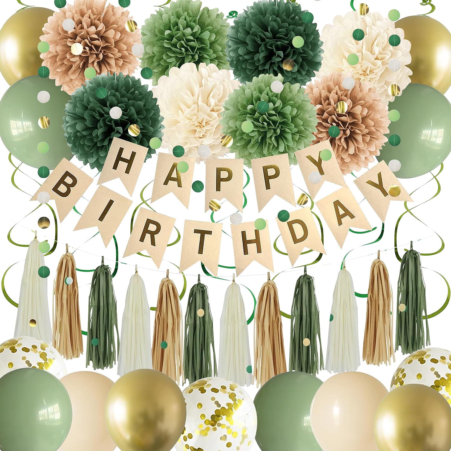 Green Birthday Party SCH4 Decorations for Women Girls with Happy ...